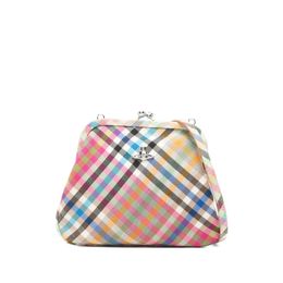 Vivienne Westwood Clutches - Trapezoidal Plaid Bag With Silver-Tone Clasp - Gr. unisize - in Beige - f&uuml;r Damen