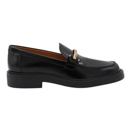 Tod's Polished Black Leather Flat Shoes - Gr. 40 (EU) - in Schwarz