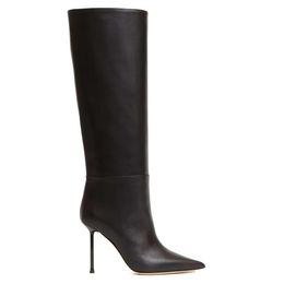Ninalilou Stiefel - Black Leather Boot 100Mm Heel - Gr. 36 (EU) - in Schwarz - f&uuml;r Damen