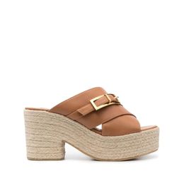 Sergio Rossi Slipper & Pantoletten - 90Mm Leather Crossover Strap Sandals - Gr. 35 (EU) - in Beige - f&uuml;r Damen