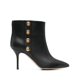 Moschino Stiefel - Ankle-Length Black Calf Leather Boots - Gr. 37 (EU) - in Schwarz - f&uuml;r Damen