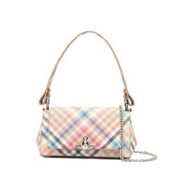 Vivienne Westwood Hobo Bags - Multicolor Plaid Handbag With Structured Silhouett - Gr. unisize - in Beige - f&uuml;r Damen