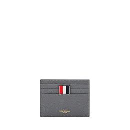 Thom Browne Portemonnaies - Grey Leather Card Case - Gr. unisize - in Grau - f&uuml;r Damen