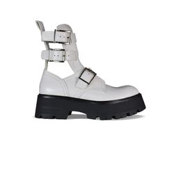 Alexander McQueen Stiefel - Rave Buckle Boots - Gr. 36 (EU) - in Wei&szlig; - f&uuml;r Damen