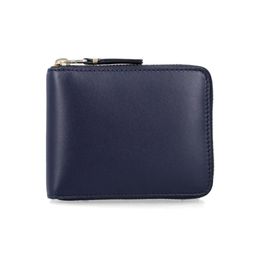 Comme des Gar&ccedil;ons Comme des Garcons Portemonnaies - Compact Navy Calfskin Zip-Around Wallet With Metal - Gr. unisize - in Schwarz - f&uuml;r Damen