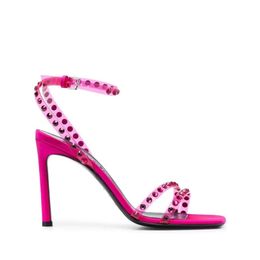 Sergio Rossi Sandalen - Crystal-Embellished Magenta Sandals With Buckle-Fa - Gr. 39 (EU) - in Rosa - f&uuml;r Damen