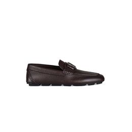 Valentino Garavani Loafer - Brown Grained Leather Loafers - Gr. 45 (EU) - in Schwarz - f&uuml;r Damen