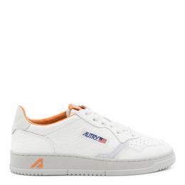 Autry Low-Top Sneaker - Low-Top White And Orange Leather Sneakers - Gr. 40 (EU) - in Wei&szlig; - f&uuml;r Damen