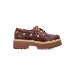 Timberland Leather Platform Boat Shoes - Gr. 6_5 - in Braun