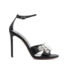 Aquazzura Sandalen - Crystal-Embellished High Stiletto Sandals - Gr. 38 (EU) - in Schwarz - f&uuml;r Damen