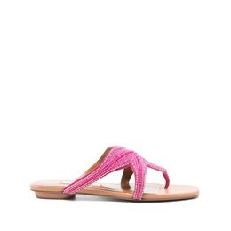Aquazzura Sandalen - Bead-Embellished Fuchsia Pink Flat Sandals - Gr. 37 (EU) - in Rosa - f&uuml;r Damen