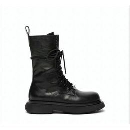 3Juin Stiefel - Black Leather Ankle Boots With Lace-Up Design - Gr. 36 (EU) - in Wei&szlig; - f&uuml;r Damen