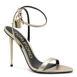 Tom Ford Sandalen - Metallic Gold Sandals With Minimalist Design - Gr. 36,5 (EU) - in Beige - f&uuml;r Damen
