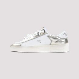 Golden Goose Deluxe Brand Golden Goose Low-Top Sneaker - Metallic Silver Leather Sneakers With Signature St - Gr. 41 (EU) - in Wei&szlig; - f&uuml;r Damen