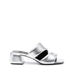Sergio Rossi Sandalen - Padded Silver Calf Leather Sandals - Gr. 36 (EU) - in Grau - f&uuml;r Damen
