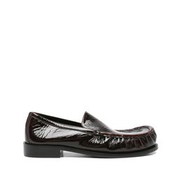 Dries Van Noten Loafer - Glossy Brown Leather Slip-On Shoes - Gr. 41 (EU) - in Schwarz - f&uuml;r Damen