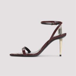Tom Ford Sandalen - Burgundy Leather High-Heeled Sandals - Gr. 38 (EU) - in Rot - f&uuml;r Damen