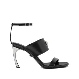 Versace Sandalen - Black Calf Leather Sandals - Gr. 37 (EU) - in Schwarz - f&uuml;r Damen
