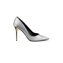 Balmain Hohe Schuhe - Metallic Silver Pumps With Pointed Toe - Gr. 36,5 (EU) - in Rot - f&uuml;r Damen