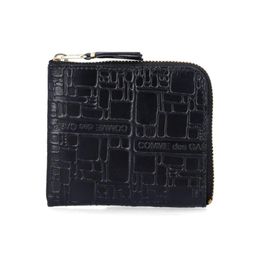 Comme des Gar&ccedil;ons Comme des Garcons Portemonnaies - Embossed Leather Zip Wallet With Geometric Pattern - Gr. unisize - in Schwarz - f&uuml;r Damen