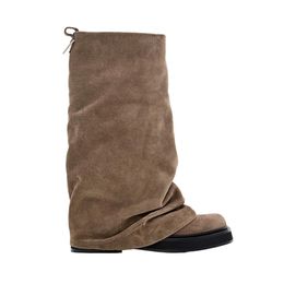 The Attico Stiefel - Suede Robin Combat Boots - Gr. 37 (EU) - in Beige - f&uuml;r Damen