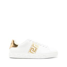 Versace Low-Top Sneaker - Greca Motif Calf Leather Sneakers - Gr. 45 (EU) - in Wei&szlig; - f&uuml;r Damen