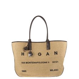 Hogan Shopper & Totes - Raffia Tote Bag With Leather Accents - Gr. unisize - in Braun - f&uuml;r Damen
