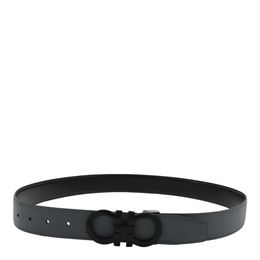 Salvatore Ferragamo G&uuml;rtel - Textured Black Strap Belt - Gr. 115 - in Schwarz - f&uuml;r Damen