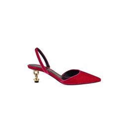 Tom Ford Hohe Schuhe - Velvet Chain Heel Slingback - Gr. 36 (EU) - in Rot - f&uuml;r Damen