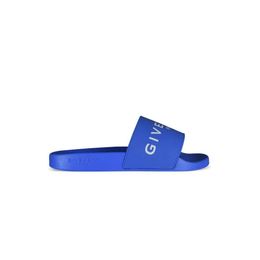 Givenchy Loafer - Wide Strap Blue Slides With Embossed Logo - Gr. 39 (EU) - in Blau - f&uuml;r Damen