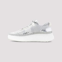 Chlo&eacute; Chlo&eacute; Low-Top Sneaker - Metallic Mesh Sneakers With Reflective Finish - Gr. 37 (EU) - in Wei&szlig; - f&uuml;r Damen