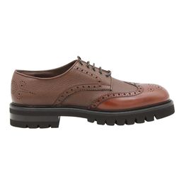 Salvatore Ferragamo Brogue-Style Flat Shoes With Wingtip Design - Gr. 9_5 - in Schwarz