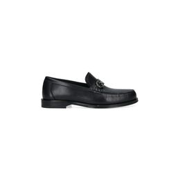 Salvatore Ferragamo Loafer - Smooth Leather Moccasin Toe Shoes With Polished Fi - Gr. 6 - in Schwarz - f&uuml;r Damen