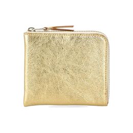 Comme des Gar&ccedil;ons Comme des Garcons Portemonnaies - Textured Metallized Leather Zip Wallet With Gold F - Gr. unisize - in Beige - f&uuml;r Damen