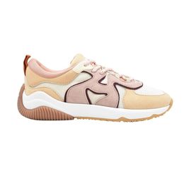 Hogan Low-Top Sneaker - Signature Hogan Flat Shoes With Lace Design - Gr. 39 (EU) - in Beige - f&uuml;r Damen