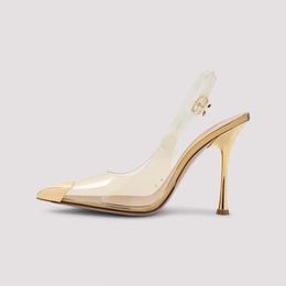 Gianvito Rossi Hohe Schuhe - Metallic High-Heeled Pumps With Transparent Upper - Gr. 38,5 (EU) - in Beige - f&uuml;r Damen