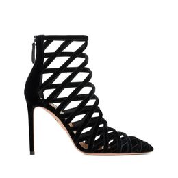 Aquazzura Stiefel - Interwoven Velvet Ankle Boots - Gr. 37 (EU) - in Schwarz - f&uuml;r Damen