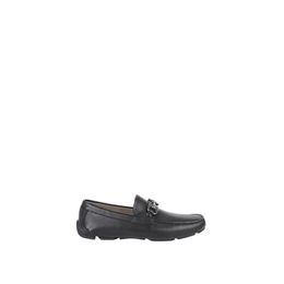 Salvatore Ferragamo Loafer - Textured Leather Ferragamo Loafers With Metallic B - Gr. 9 - in Schwarz - f&uuml;r Damen