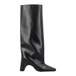 Coperni Stiefel - Bridge Leather Knee-High Boot With Bold Block Heel - Gr. 37 (EU) - in Schwarz - f&uuml;r Damen