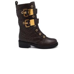 Giuseppe Zanotti Stiefel - Textured Crocodile Pattern Leather Boots - Gr. 35 (EU) - in Schwarz - f&uuml;r Damen