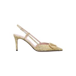 Valentino Garavani Hohe Schuhe - Cloqu&eacute; Jacquard Slingback Pumps With Antique-Finis - Gr. 36 (EU) - in Beige - f&uuml;r Damen