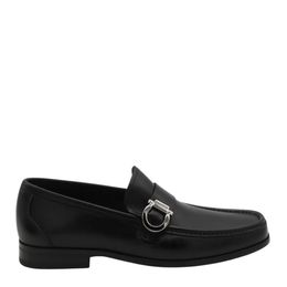 Salvatore Ferragamo Loafer - Black Leather Loafers With Silver Buckle Detail - Gr. 7 - in Schwarz - f&uuml;r Damen