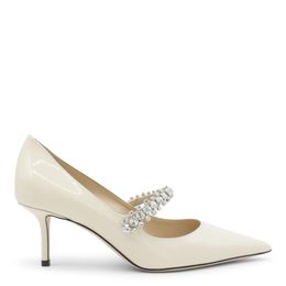 Jimmy Choo Hohe Schuhe - White Leather Pumps - Gr. 38,5 (EU) - in Beige - f&uuml;r Damen
