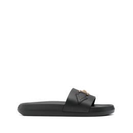Versace Loafer - Calf Leather Slide Sandals - Gr. 40 (EU) - in Schwarz - f&uuml;r Damen