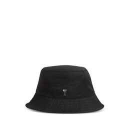 AMI Paris Caps & M&uuml;tzen - Rounded Brim Black Bucket Hat With Heart Emblem - Gr. 58 - in Schwarz - f&uuml;r Damen