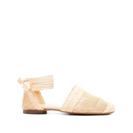 Castaner Sandalen - Woven Textured Ankle-Tie Sandals With Pointed Toe - Gr. 36 (EU) - in Beige - f&uuml;r Damen