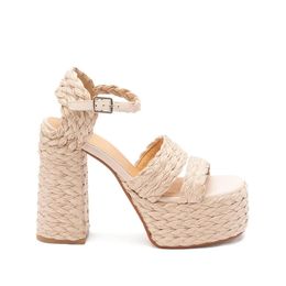 Castaner Sandalen - Woven Raffia Platform Sandals With Heel - Gr. 37 (EU) - in Beige - f&uuml;r Damen