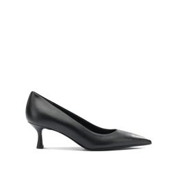 Sergio Levantesi Hohe Schuhe - Pointed Toe Leather Pumps With Flared Kitten Heel - Gr. 38,5 (EU) - in Schwarz - f&uuml;r Damen