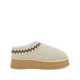 mou Slipper & Pantoletten - Two-Tone Crochet Wool Slip-On Sandals With Plush S - Gr. 39 (EU) - in Beige - f&uuml;r Damen