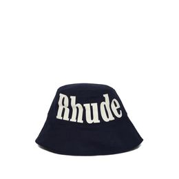 Rhude Caps & M&uuml;tzen - Bucket Hat With Bold Logo Lettering In Rich Navy B - Gr. ONE SIZE - in Schwarz - f&uuml;r Damen